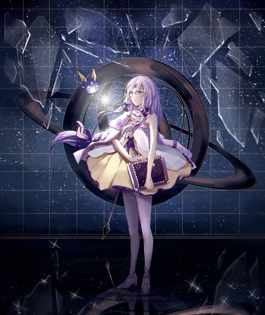 Safebooru - 1girl absurdres arcaea bare shoulders book bow braid broken ...