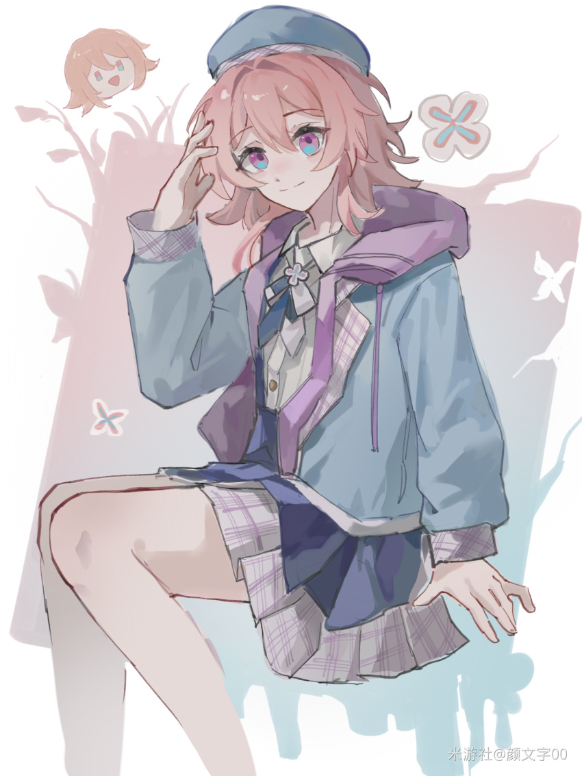 Safebooru - 1girl blue eyes blue hat blue jacket collared shirt ...