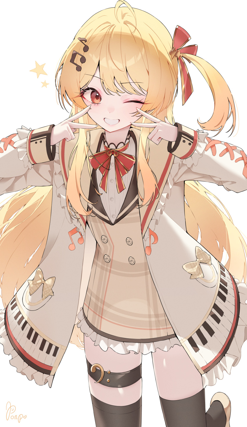 Safebooru - 1girl absurdres ahoge black thighhighs blonde hair brown dress brown sailor collar ...