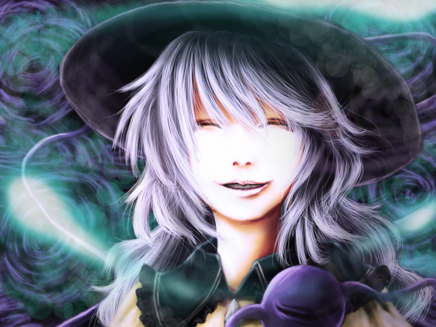 Safebooru - bad id cielo (zaki) cielozaki closed eyes eyes closed grey hair hat komeiji koishi ...