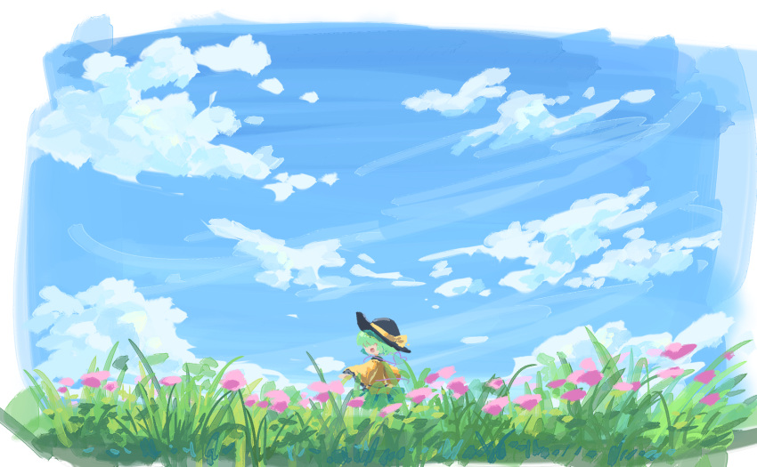 Safebooru - 1girl black hat blue sky clouds commentary request day ...