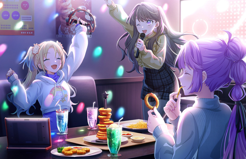 Safebooru - 3girls ;d ^ ^ ahoge anyoji hime anyoji hime (winter casual) arm up black pantyhose ...