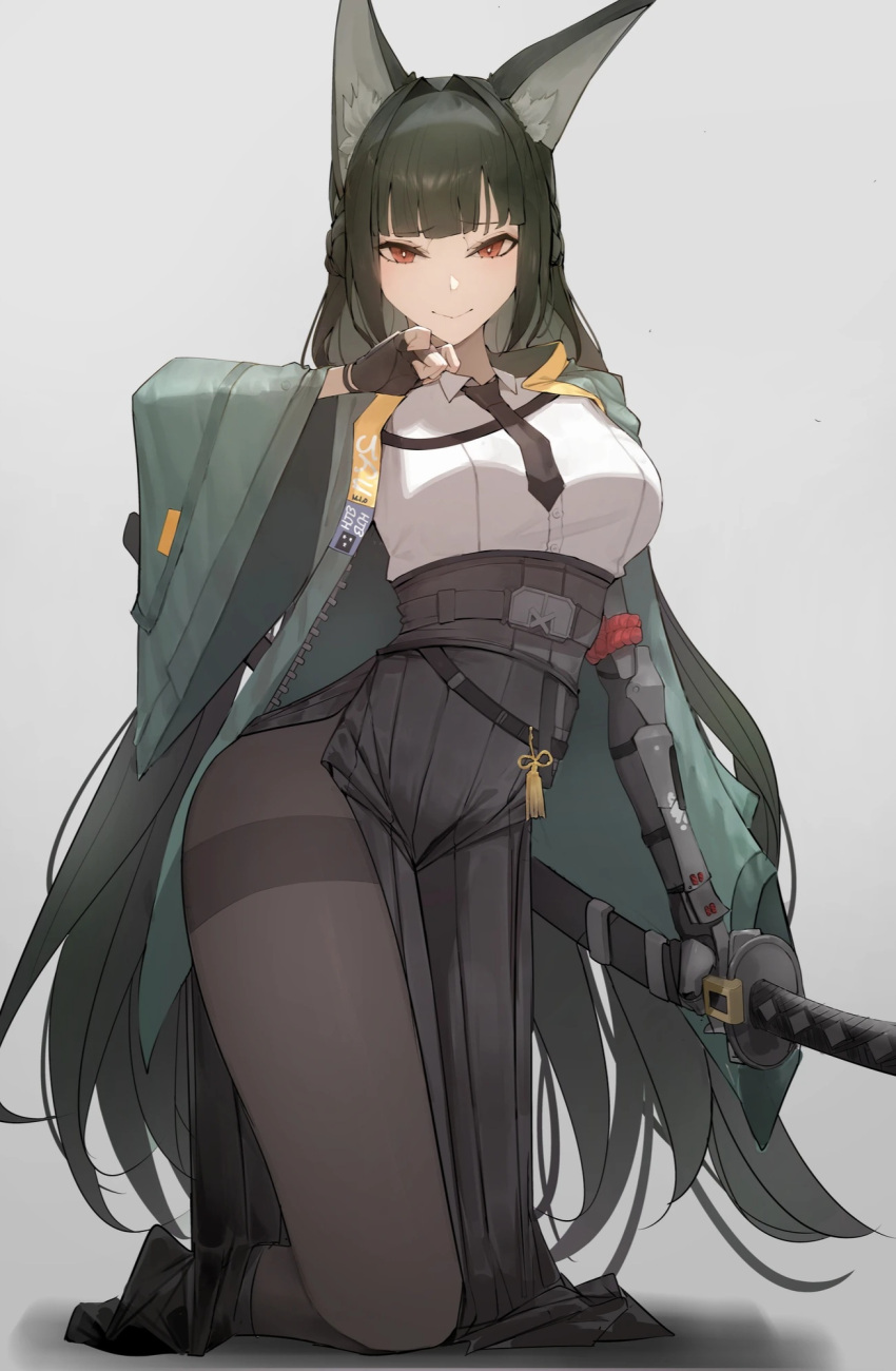 Safebooru - 1girl animal ears fox ears hoshimi miyabi katana long hair zenless zone zero | 5566566