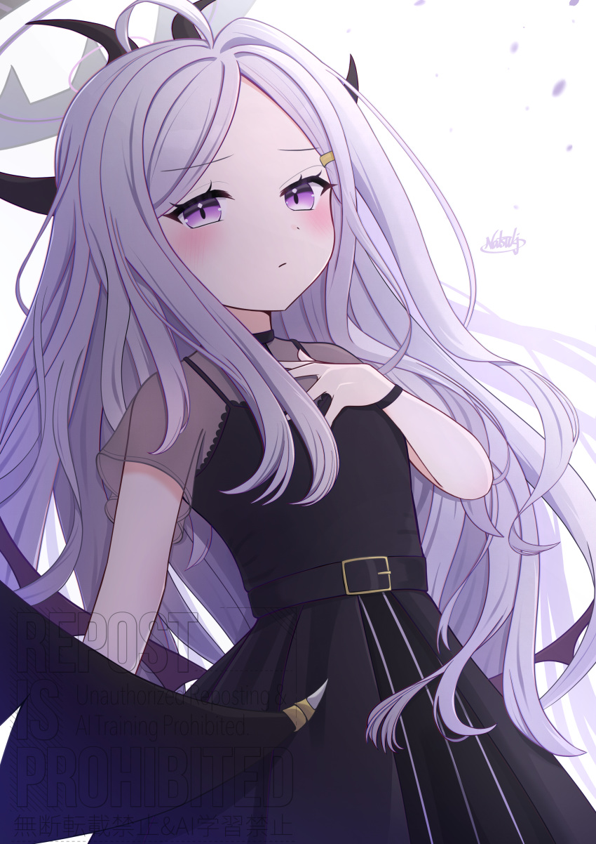 Safebooru - 1girl absurdres ahoge alternate costume belt black belt black dress black halo black ...