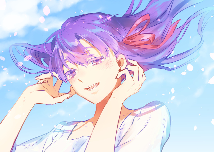 Safebooru 1girl Blue Sky Clouds Colored Eyelashes Commentary Request 8842