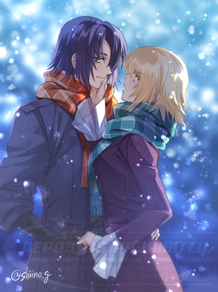 Safebooru - 1boy 1girl 7sino athrun zala blonde hair blue hair blush ...
