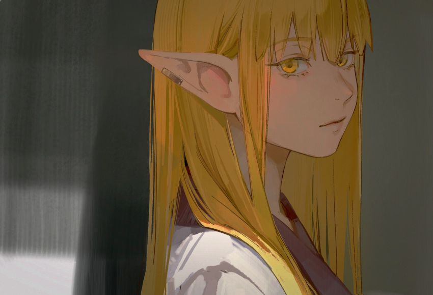 Safebooru - 1girl blonde hair brown robe elf english commentary ...