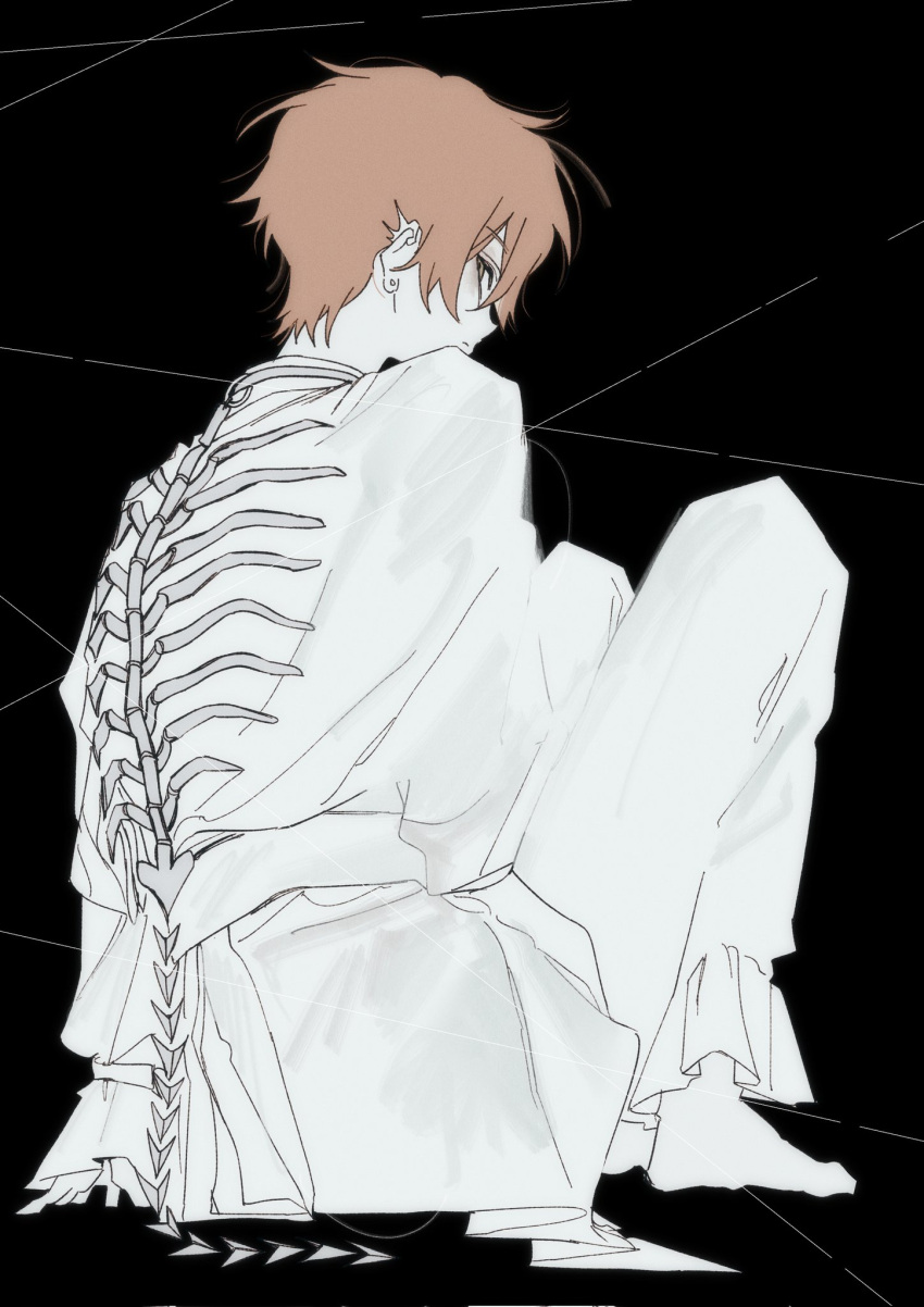 Safebooru - 1boy black background closed mouth expressionless from ...