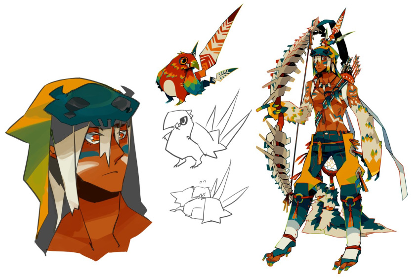 Safebooru - 1boy animal hands arrow (projectile) bow (weapon) claws creature dark-skinned male ...