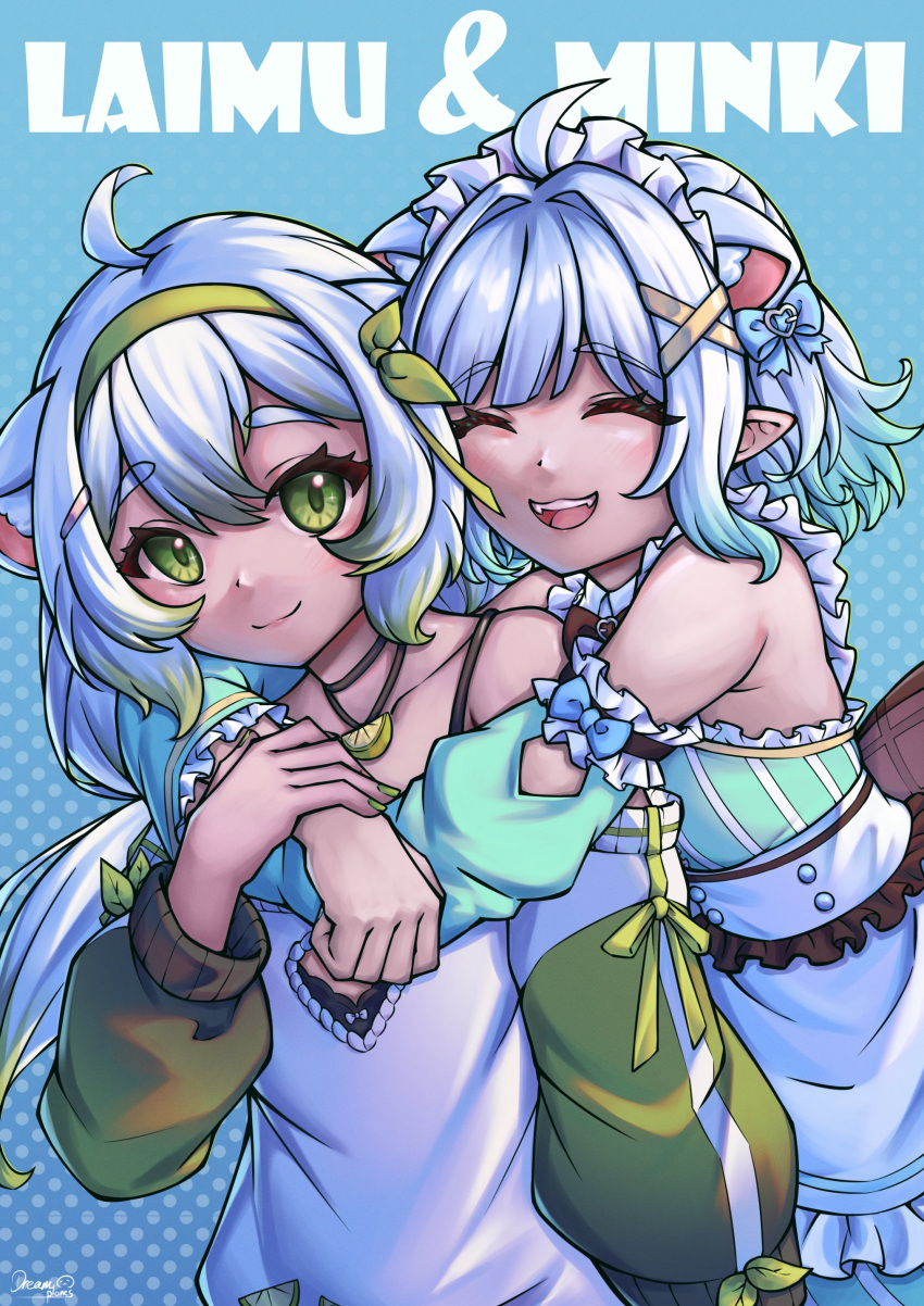 Safebooru - 2girls absurdres ahoge animal ears artist name bare ...