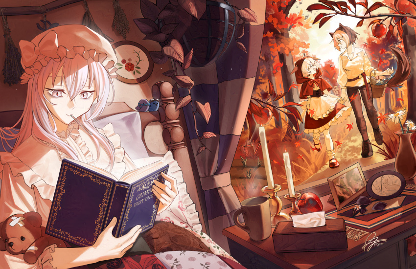 Safebooru - 3girls alisa (osu!) animal ears apple big bad wolf big bad ...