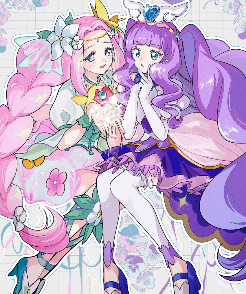 Safebooru - 2girls absurdres asako (itiba) blue eyes blush braid brooch ...