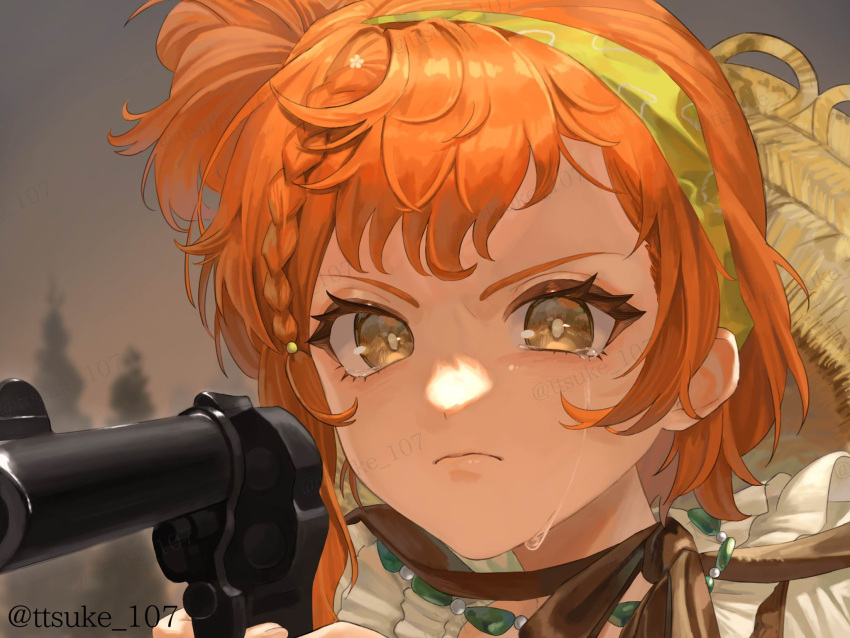 Safebooru - >:( 1girl aiming blurry blurry background bright pupils ...