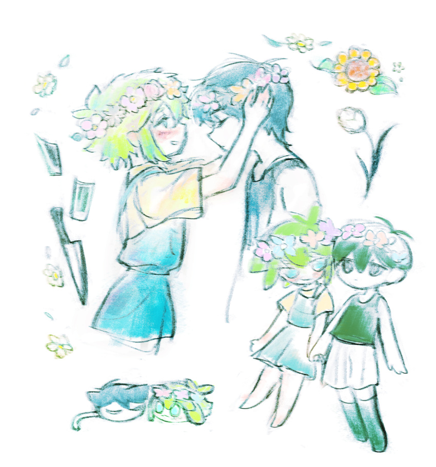 Safebooru - 2boys antenna hair barefoot basil (headspace) (omori) basil (omori) black eyes black ...