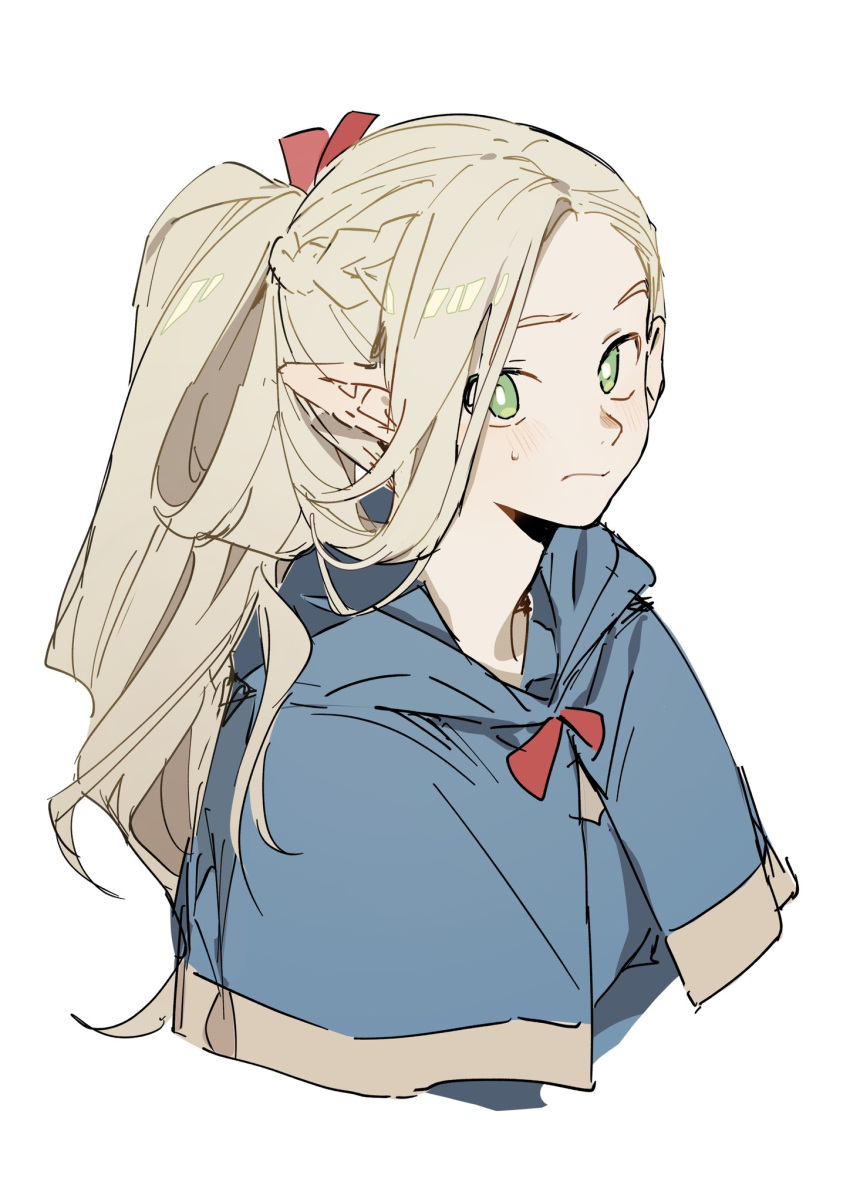 Safebooru - 1girl blonde hair blue capelet blush braid bright pupils capelet closed mouth ...
