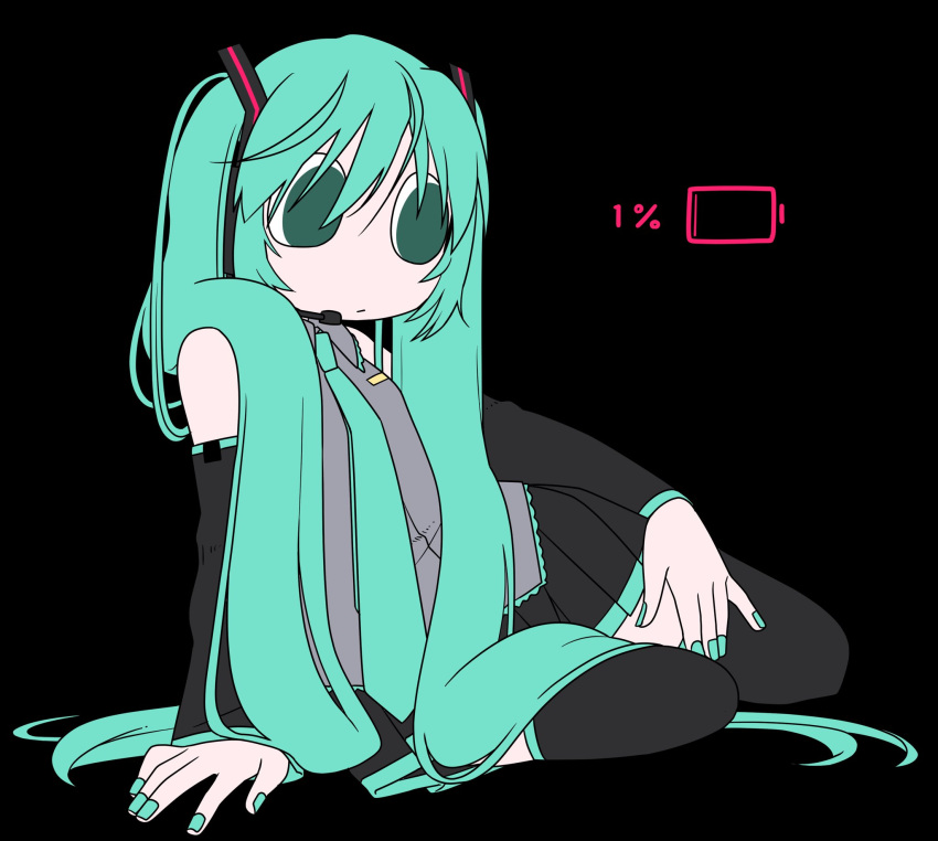 Safebooru - 1girl aqua eyes aqua hair aqua nails aqua necktie aqua trim bare shoulders battery ...