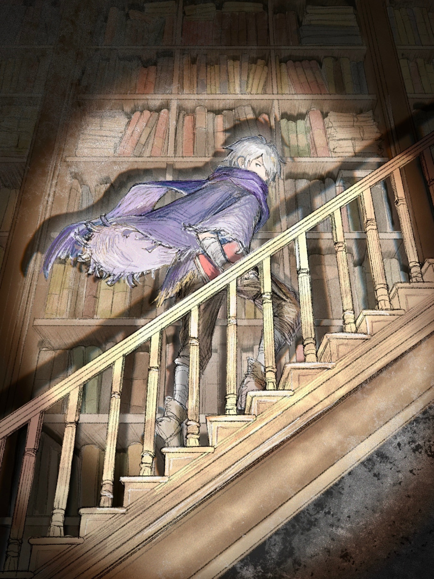 Safebooru 1boy Bandaged Arm Bandages Book Cloak Commentary Request 7083