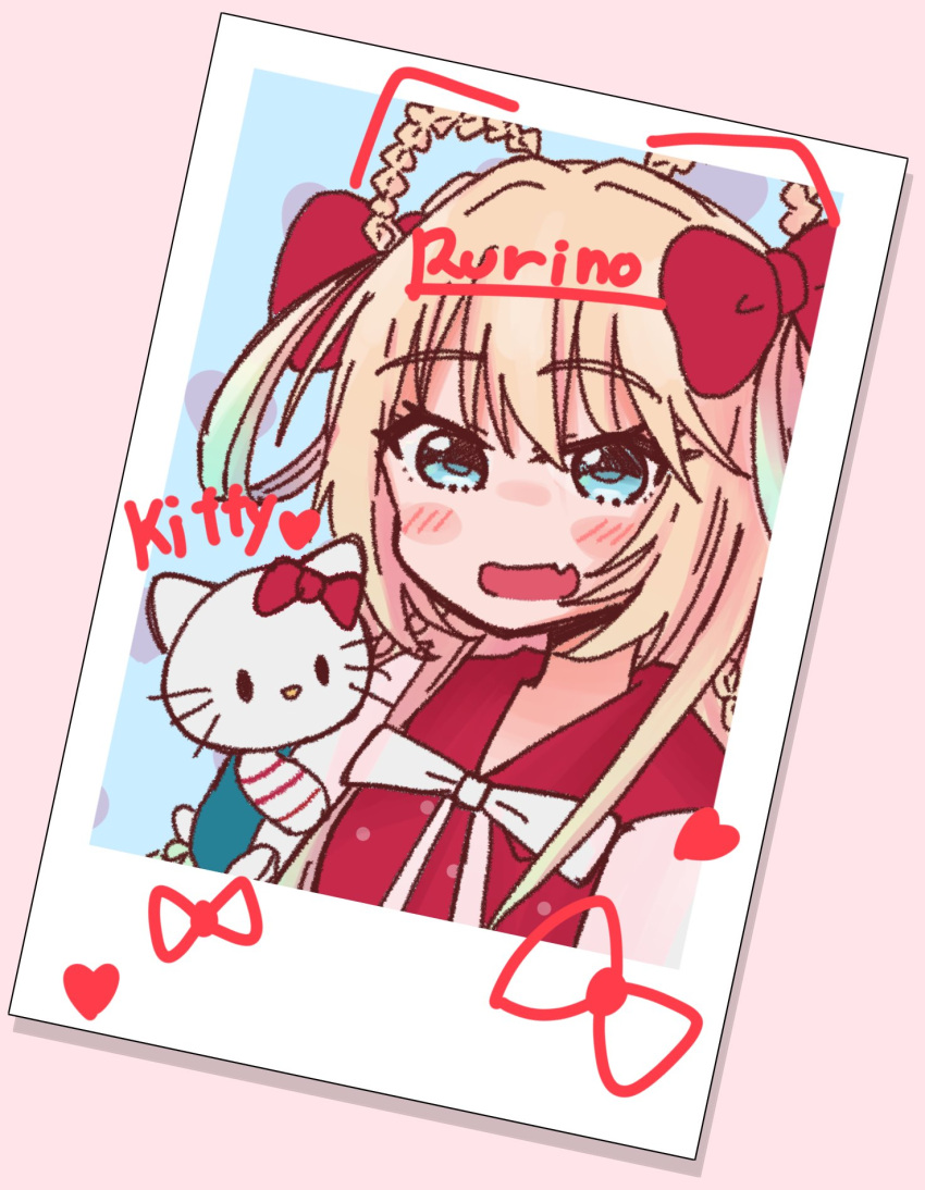 Safebooru - 2girls :d amado (amaddo club) aqua hair blonde hair blue ...