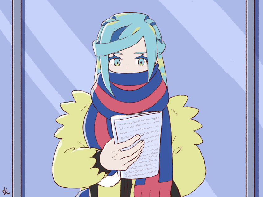 Safebooru - 1boy aqua eyes aqua hair blue scarf commentary request ...