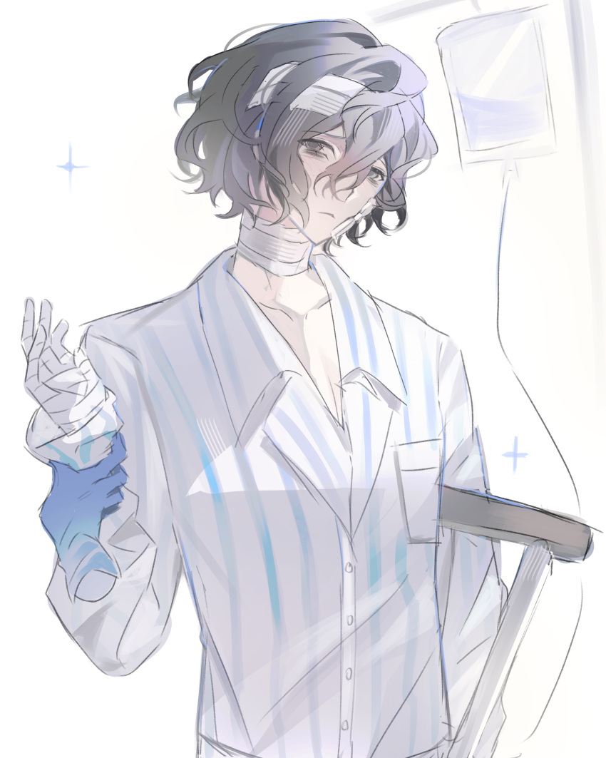 Safebooru - 1705 du 1boy absurdres bandaged hand bandaged head bandaged neck bandages black eyes ...