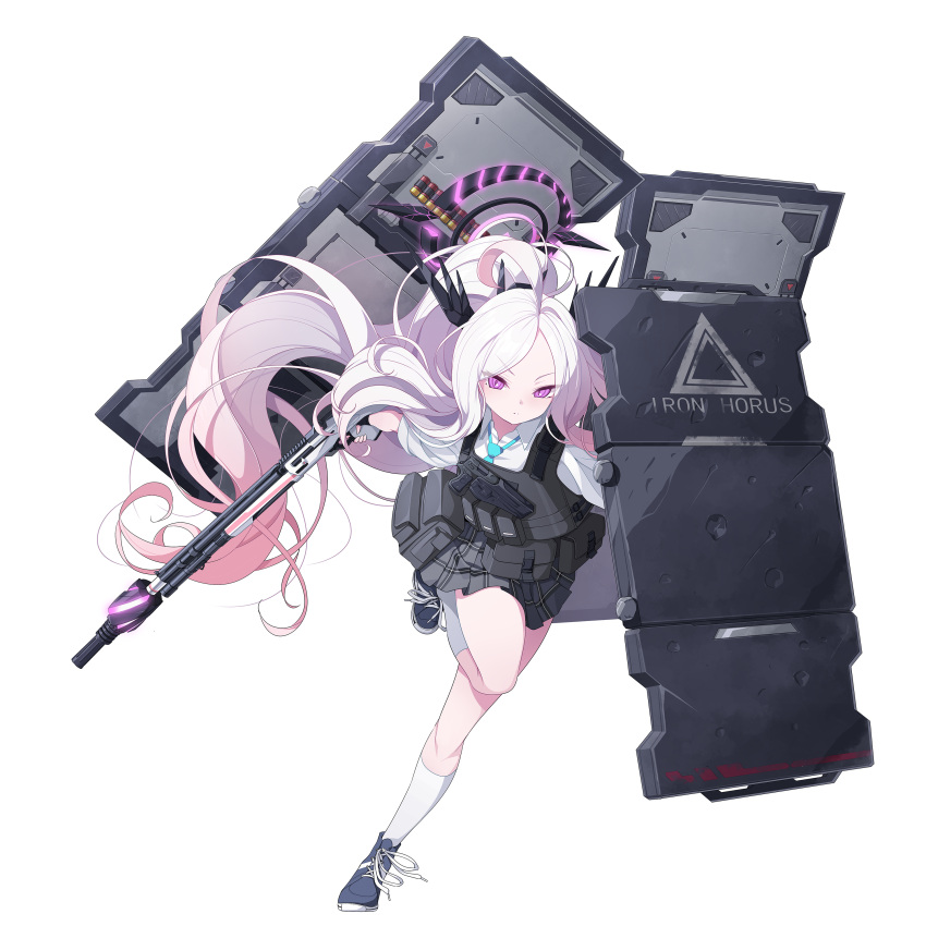 Safebooru - 1girl absurdres ammunition pouch aqua necktie ballistic ...