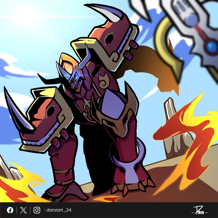 Safebooru - armor blue eyes danzart 24 digimon digimon (creature) fire ...