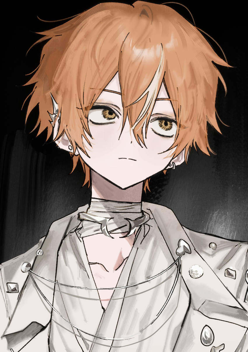 Safebooru - 1boy closed mouth ear piercing expressionless goguma ...