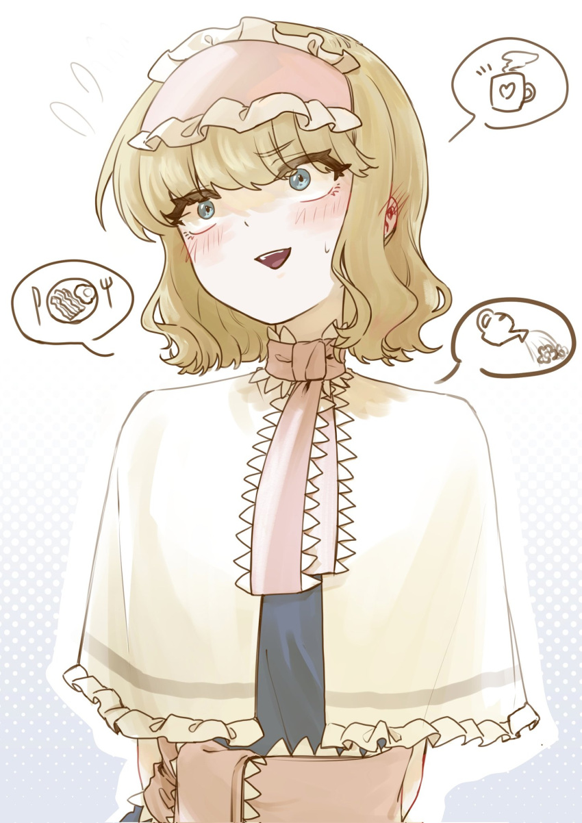 Safebooru - 1girl alice margatroid blonde hair blue eyes blush capelet commentary request flying ...