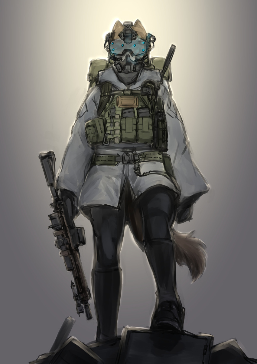 Safebooru - 1girl absurdres animal ears backpack bag belt black gloves black pantyhose black ...