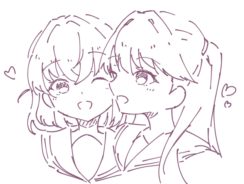 Safebooru - 2girls cheek-to-cheek commentary request cropped shoulders crossed bangs fujishima ...