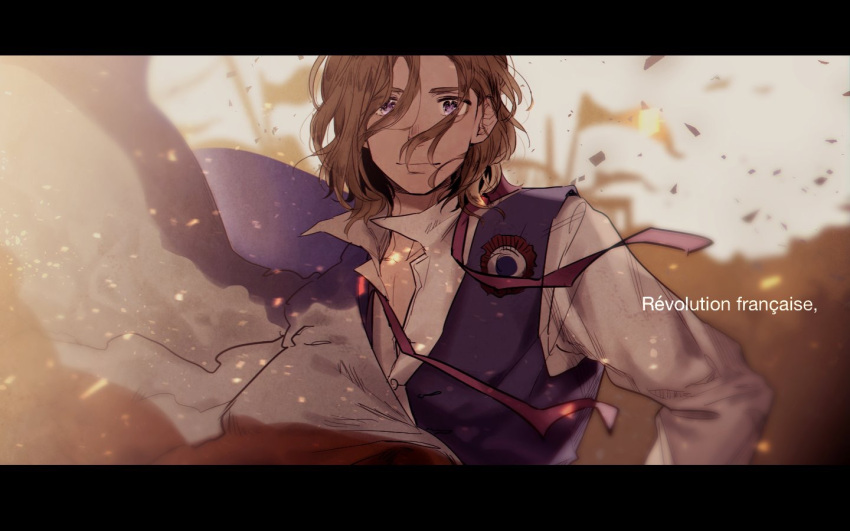 Safebooru - 1boy axis powers hetalia black border blurry blurry background border brown hair ...