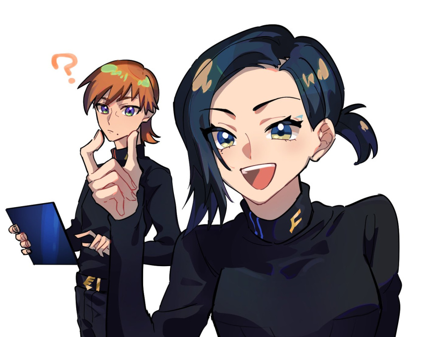 Safebooru - 1boy 1girl 5656 88 ? black hair blue eyes brown hair comoli ...