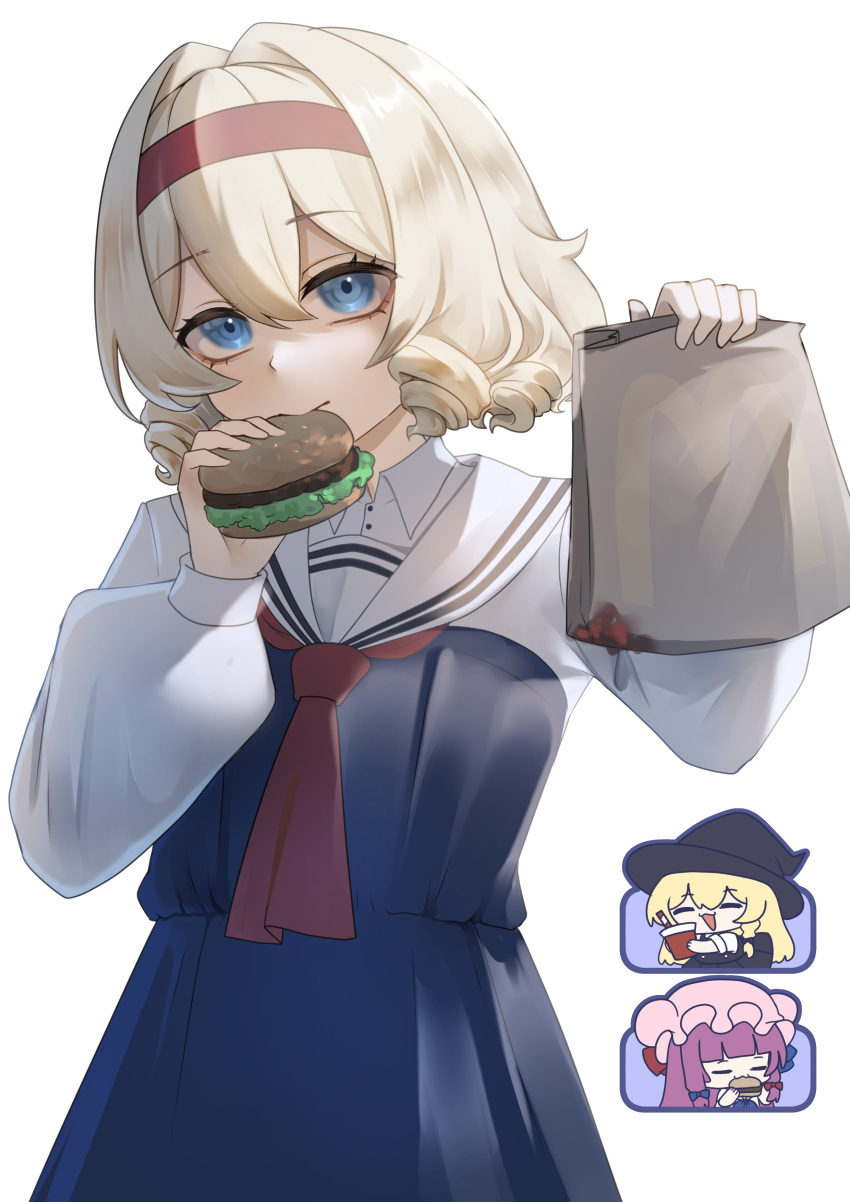 Safebooru - 3girls absurdres alice margatroid alternate costume alternate hairstyle bag blonde ...