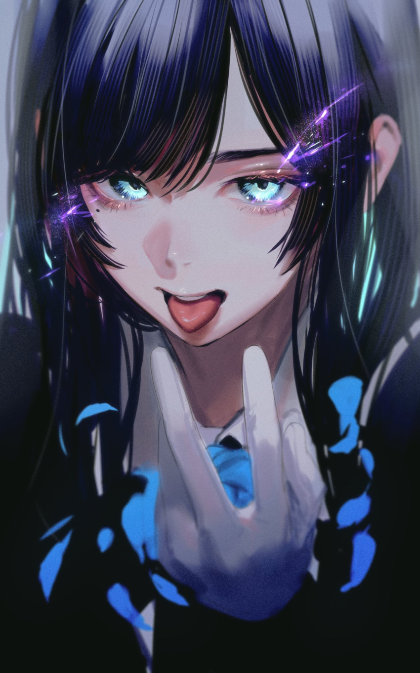 Safebooru - 1girl ado (utaite) adochansukisuki black hair blue eyes blue flower blue rose chando ...