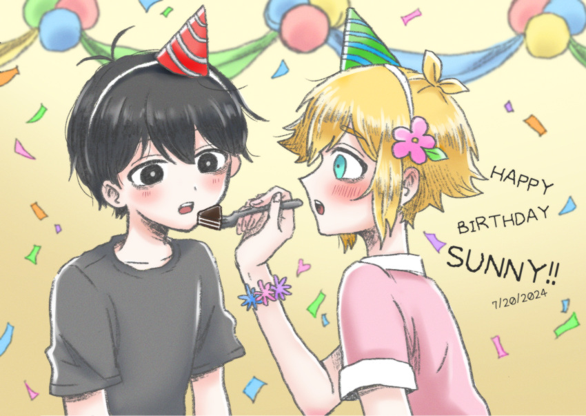 Safebooru - 2boys antenna hair balloon basil (faraway) (omori) basil ...