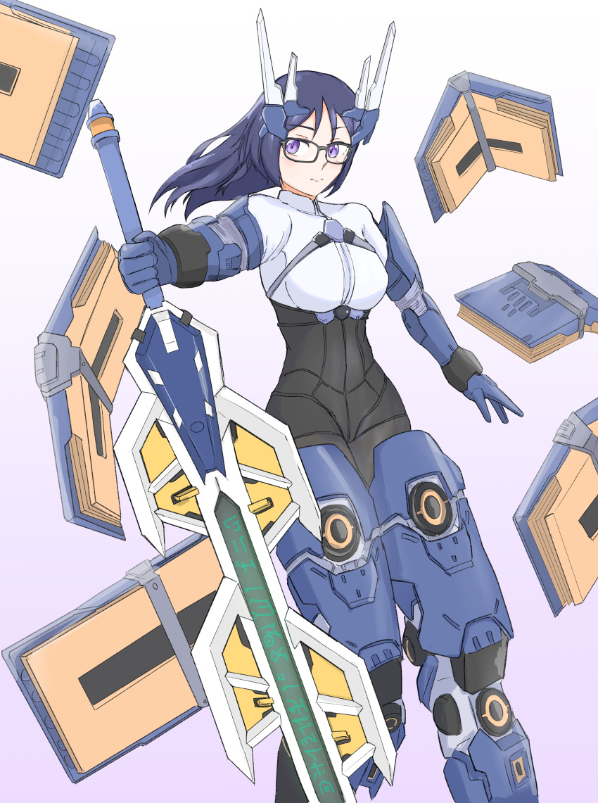 Safebooru - 1girl absurdres alice gear aegis black-framed eyewear blue hair glasses highres long ...