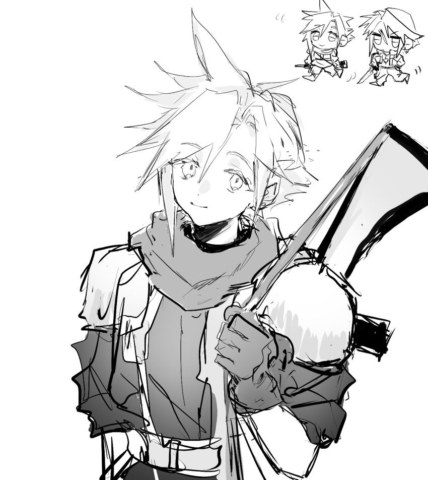 Safebooru - 2boys armor chibi chibi inset cloud strife crisis core ...