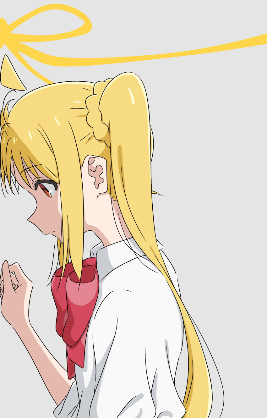Safebooru - 1girl absurdres ahoge blonde hair bocchi the rock! bow bowtie grey background ...