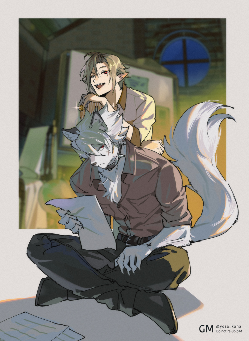 Safebooru - 2boys :d absurdres ahoge animal ear fluff animal ears ...