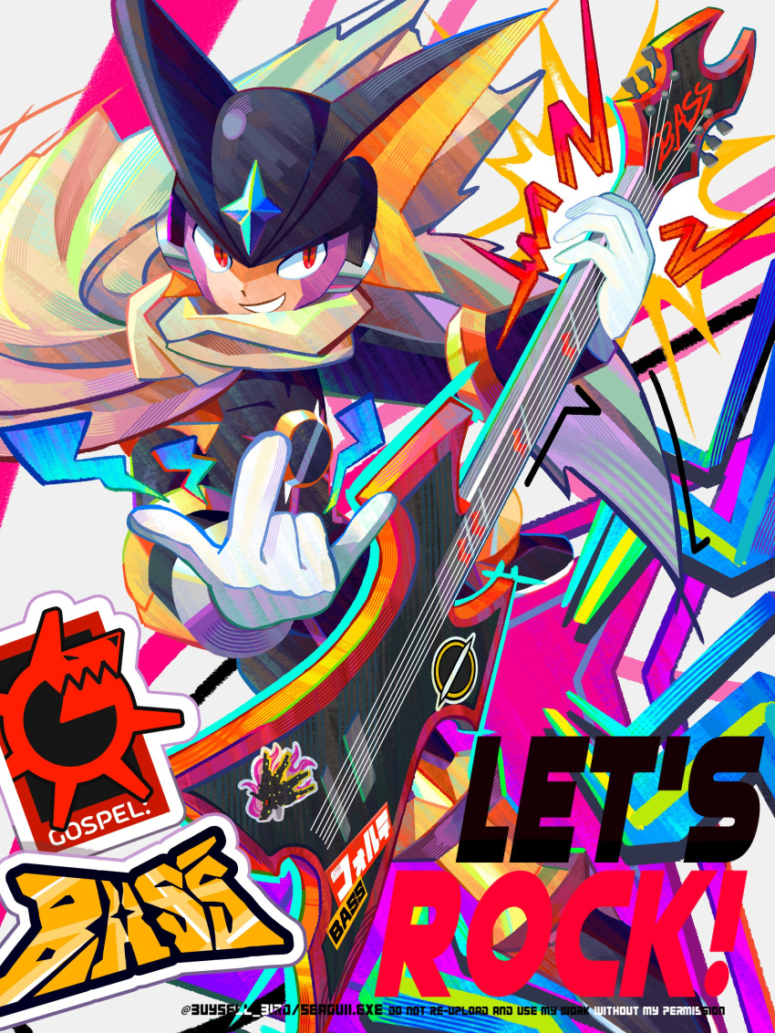 Safebooru - 1boy absurdres bass.exe (mega man) black bodysuit black ...