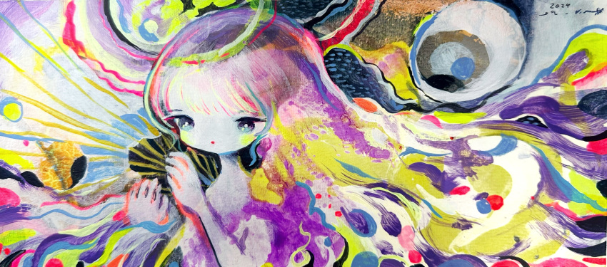 Safebooru 1girl Abstract Background Absurdres Colored Skin Dated 4987