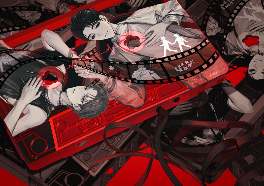 Safebooru - 2boys alien stage cardiogram chinese commentary choker commentary film strip highres ...