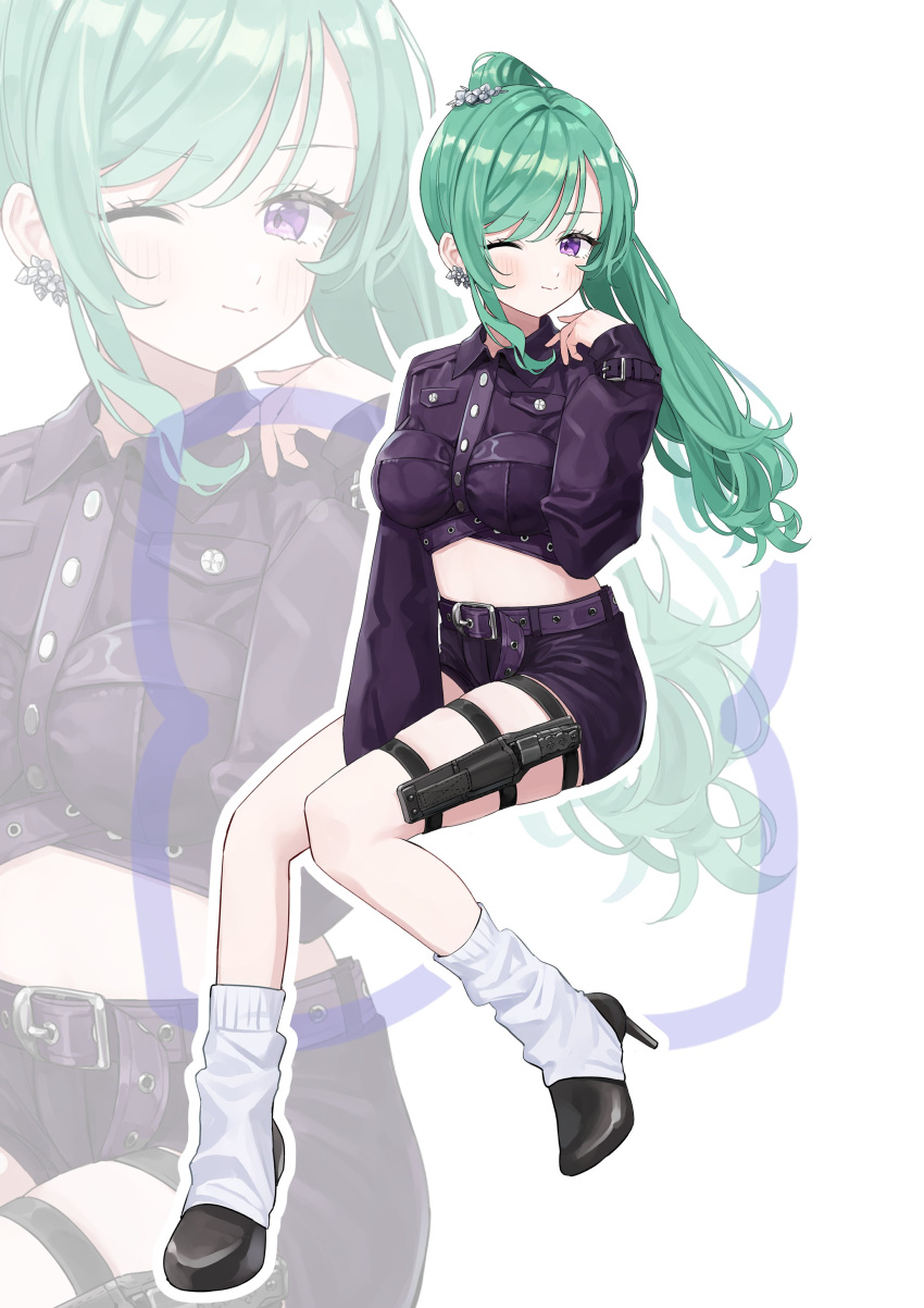 Safebooru - 1girl absurdres alternate costume asymmetrical sidelocks belt between legs black ...