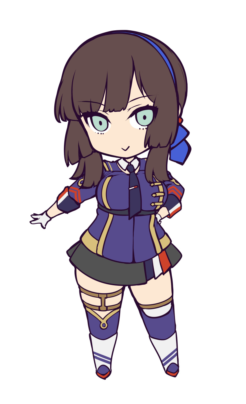 Safebooru - 1girl akikaze tsumuji black hair black skirt blue hairband blue necktie blue ribbon ...