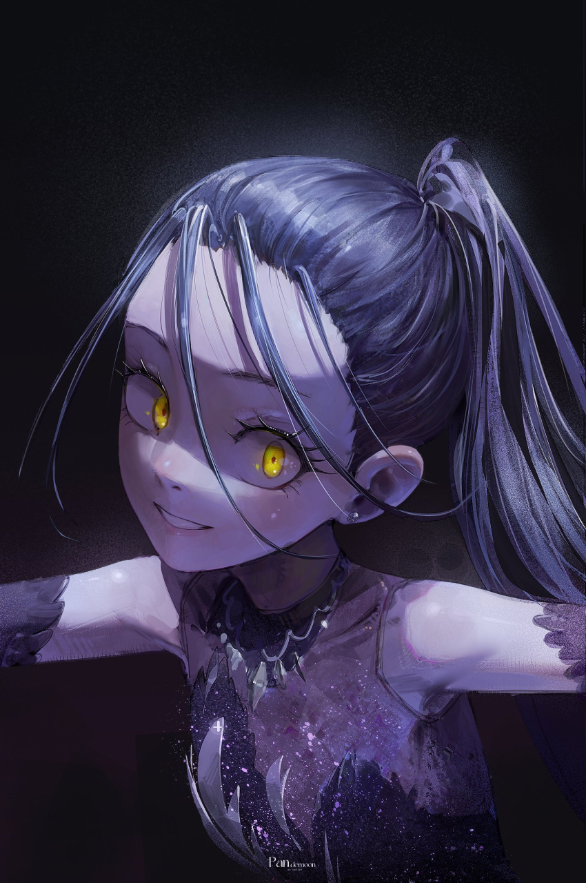 Safebooru - 1girl absurdres black background black dress black gloves black hair dress elbow ...