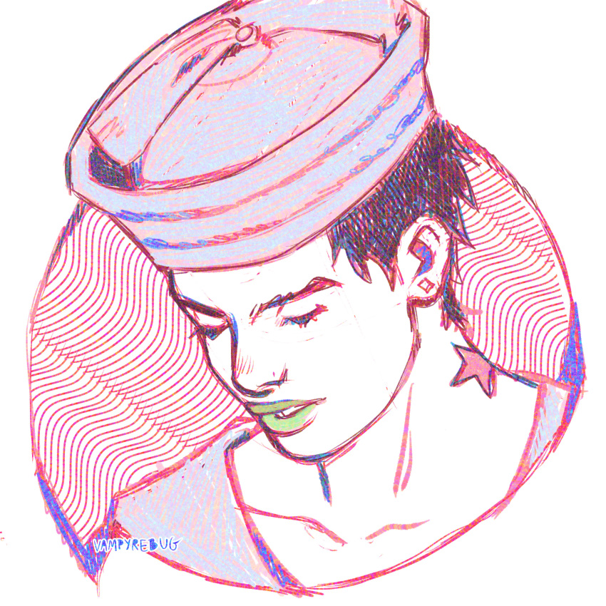 Safebooru - 1boy absurdres birthmark black hair blue hat blue sailor ...