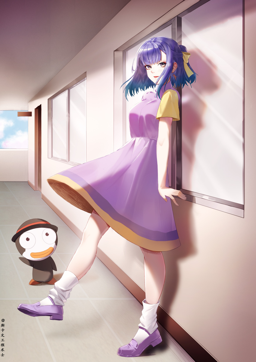 Safebooru - 1girl absurdres alisa (pgr) alternate costume blue dress blue hair bow dress full ...