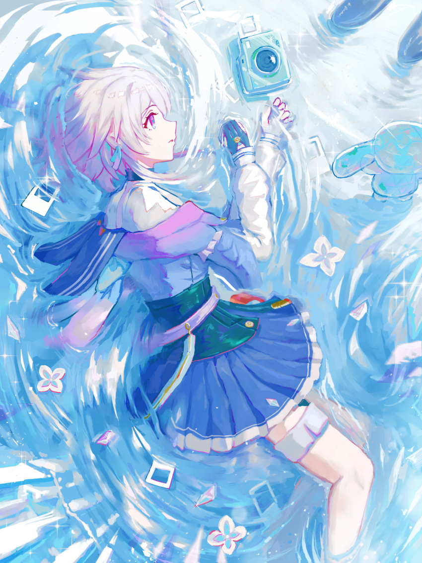 Safebooru - 1girl absurdres archery shooting glove black choker black corset black gloves blue ...