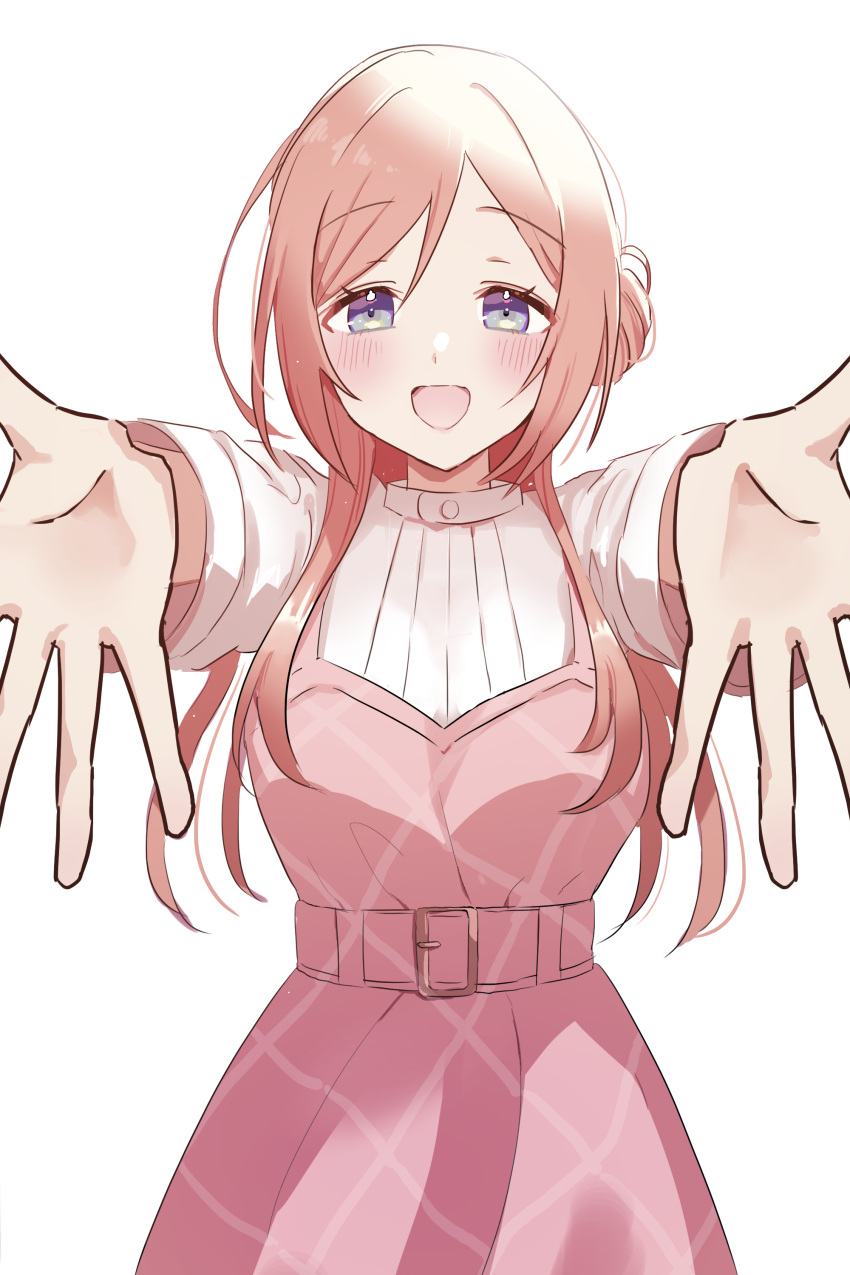 Safebooru - 1girl absurdres belt blush brown hair dress foreshortening gakuen idolmaster highres ...