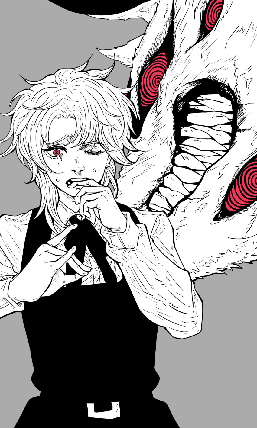 Safebooru - 1girl biting own finger chainsaw man collared shirt dress ...